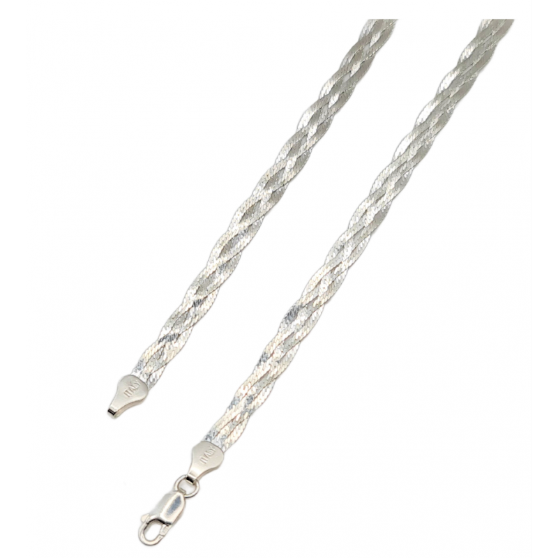 Lantisor argint plat placat cu rodiu - colier impletit - glamour ...