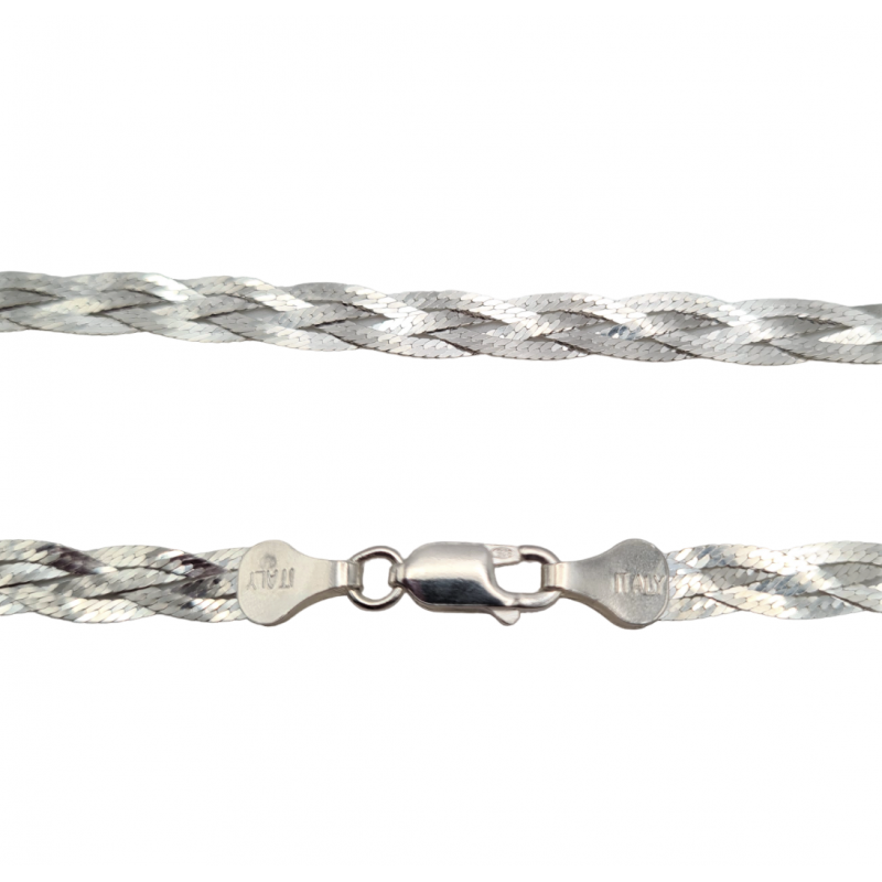 Lantisor argint plat placat cu rodiu - colier impletit - glamour ...